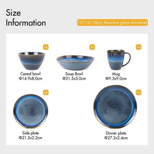 Blue Reactive Glaze Dinner Set RLS5355 Wholesale Supplier - Raylon