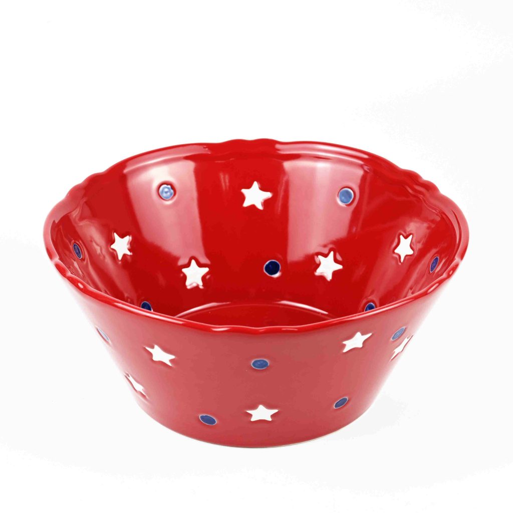 Red Color Glazed Ceramic Bowl Fruit Snacks Stoneware Serving Bowl - Raylon