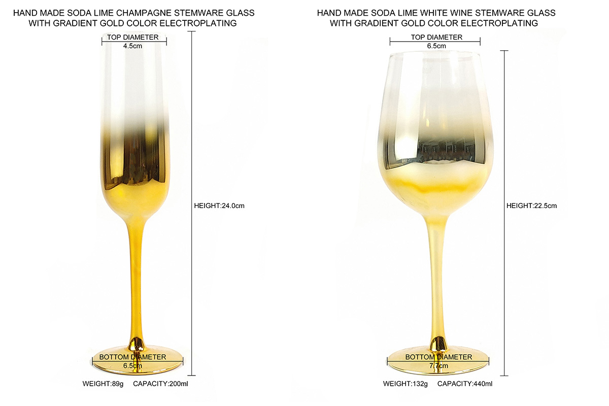 Gold Color Wine Glass Set With Gradient Electroplating - Raylon