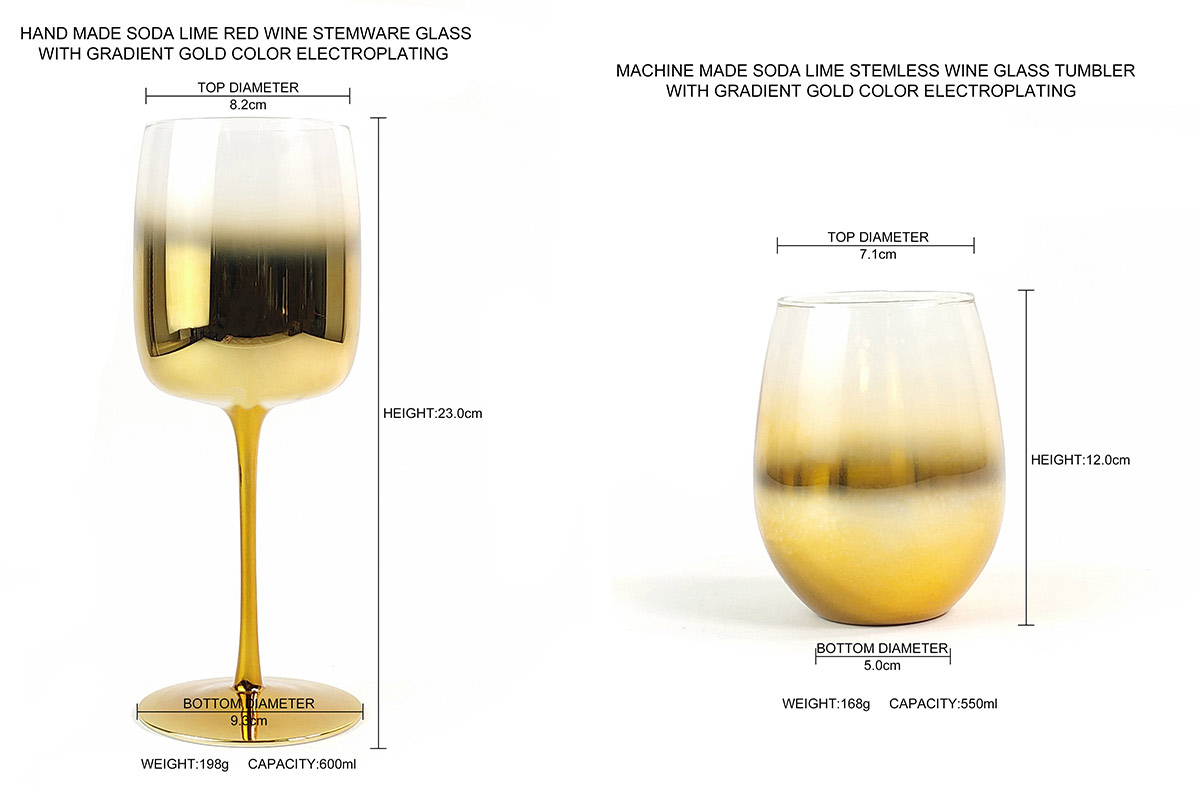 Gold Color Wine Glass Set With Gradient Electroplating - Raylon