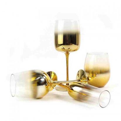 Gold Color Wine Glass Set With Gradient Electroplating - Raylon