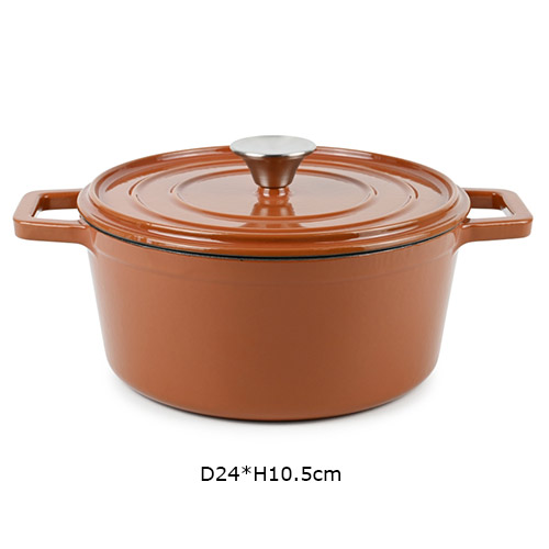 10cm 14cm 24cm Enamel Cast Iron Orange Casserole Pot Set of 3 - Raylon